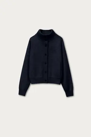Iris Von Arnim Brushed Cashmere Cardigan Dabina - Navy