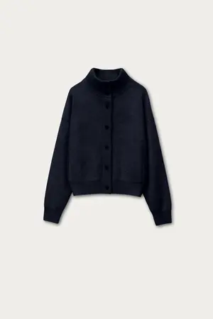 Iris Von Arnim Brushed Cashmere Cardigan Dabina - Navy