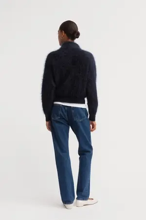Iris Von Arnim Brushed Cashmere Cardigan Dabina - Navy