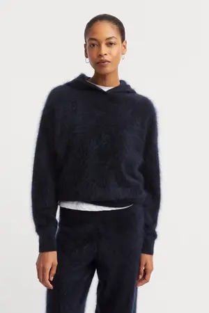Iris Von Arnim Brushed Cashmere Sweater Dabora - Navy