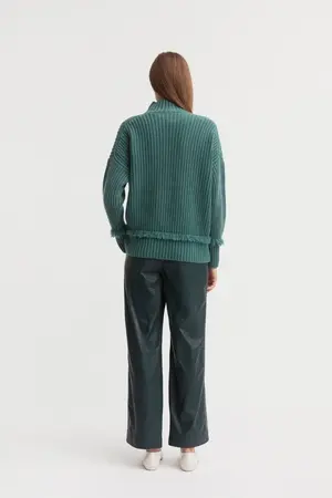 Iris Von Arnim Cashmere Sweater Panera Fringes - Fern Sw