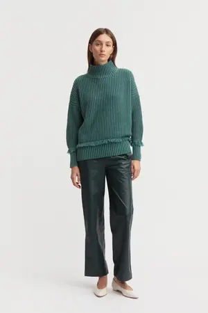 Iris Von Arnim Cashmere Sweater Panera Fringes - Fern Sw