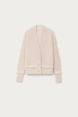 Iris Von Arnim Cashmere Cardigan Philipa Fringes - Alabaster