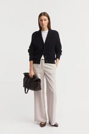 Iris Von Arnim Cashmere Cardigan Philipa Fringes - Navy