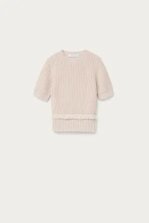 Iris Von Arnim Cashmere Sweater Pica Fringes - Alabaster