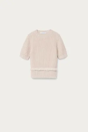 Iris Von Arnim Cashmere Sweater Pica Fringes - Alabaster