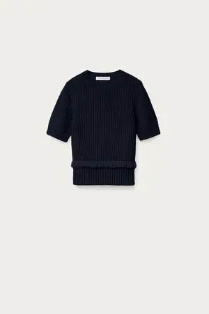 Iris Von Arnim Cashmere Sweater Pica Fringes - Navy