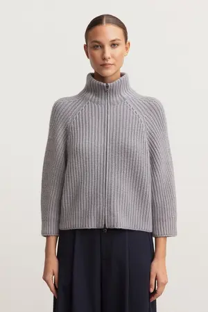 Iris Von Arnim Stonewashed Cashmere Cardigan Fallou Zip