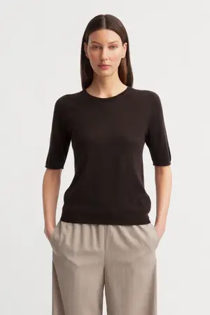 Iris Von Arnim Superfine Cashmere T-shirt Lily - Chocolate
