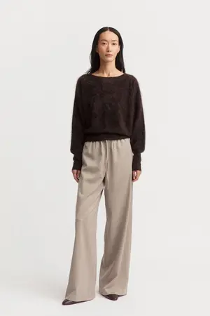 Iris Von Arnim Brushed Cashmere Sweater Kenzie - Chocolate