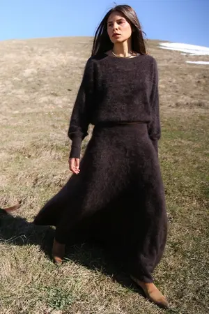 Iris Von Arnim Brushed Cashmere Sweater Kenzie - Chocolate