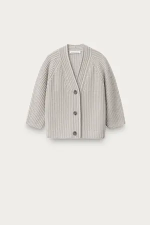 Iris Von Arnim Cashmere Cardigan Fallou Button - Pebble