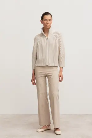 Iris Von Arnim Stonewashed Cashmere Cardigan Fallou Zip - Alabaster