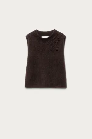 Iris Von Arnim Cashmere-Silk Top - JYLL EMBROIDERY Chocolate