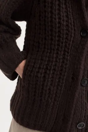 Iris Von Arnim Handknit Jacket Vigdis Long - Chocolate