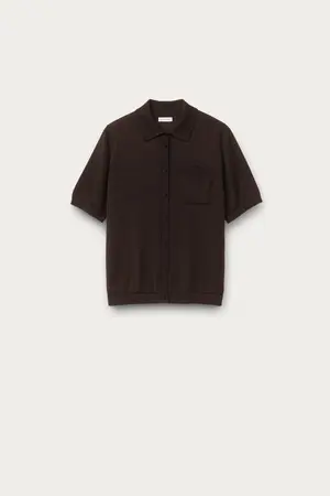 Iris Von Arnim Superfine Cashmere Shirt Liana Pocket - Chocolate