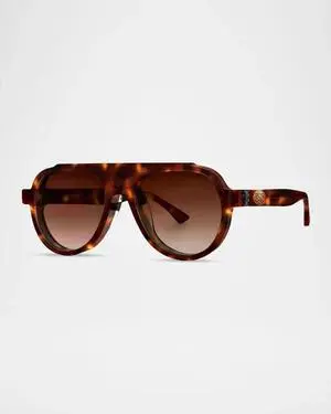 Thierry Lasry X Faena Clandesty 57mm Aviator Sunglasses - Brown