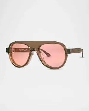 Thierry Lasry Clandesty 57mm Aviator Sunglasses - Brown