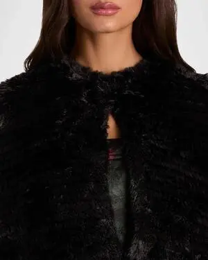 Alice + Olivia Deirdre Faux Fur Cape - Black