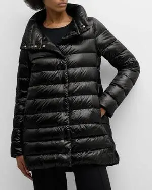Herno Amelia Water-resistant Ultralight Nylon A-line Puffer Jacket