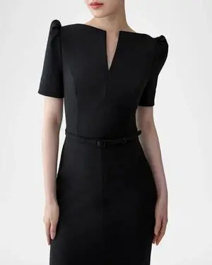 Carolina Herrera Split-front Belted Midi Dress - Black