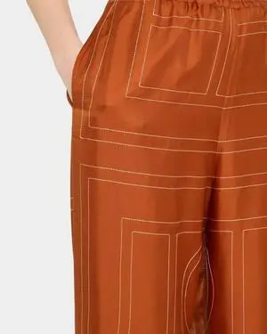 TOTEME Monogram Silk Pajama Bottoms - Rustcopper