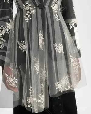 Erdem Embroidered Wool Tulle Blazer - Ivory