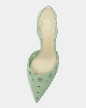 ALEXANDRE BIRMAN 60mm Miley Eyelet Leather Slingback Pumps - Mint