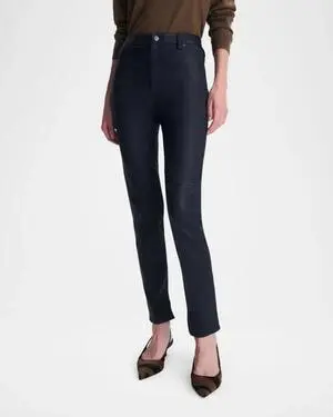 Simkhai Rae Leather High-rise Ankle-length Pants - Black