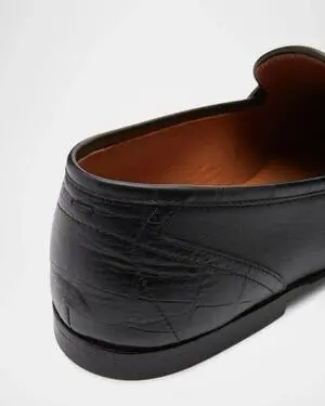 Dolce & Gabbana Apos;s Crocodile-embossed Leather Penny Loafers - Neronero