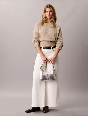 Calvin Klein Sculpted Monogram Shoulder Bag - Silver Metallic