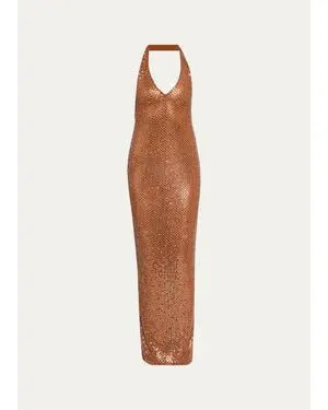 Retrofete Lolly Sequined Maxi Dress - Hazelnut