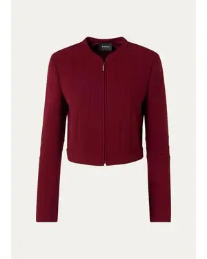 Akris Klaus Stitched Wool Crepe Double-face Short Jacket