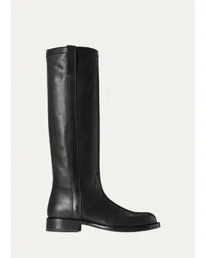 THE ROW Nobilis Leather Knee-high Riding Boots Black