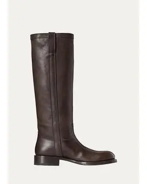 THE ROW Nobilis Leather Knee-high Riding Boots - Lacquer Brown