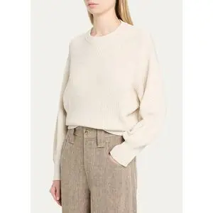 Brunello Cucinelli Shimmering Linen-cotton Knit Crewneck Sweater