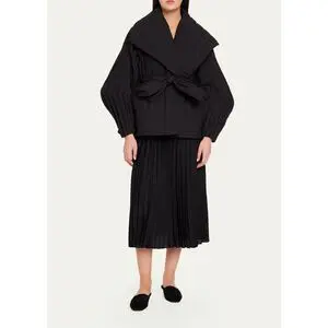 Issey Miyake Pleated Grid Quilted Wrap Coat