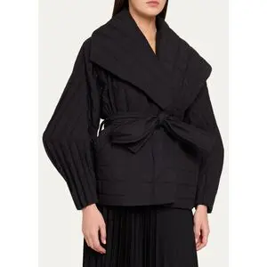 Issey Miyake Pleated Grid Quilted Wrap Coat