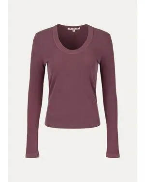 AMO Nico Ribbed Long-sleeve Top - Bloom