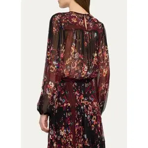 Ulla Johnson Elenora Floral Silk Blouse - Amaranthus