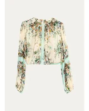 Ulla Johnson Elenora Floral Silk Blouse - Jasmine