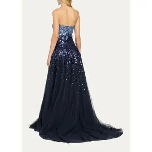 Pamella Roland Degrade Beaded Tulle Ball Gown - Pink Multi