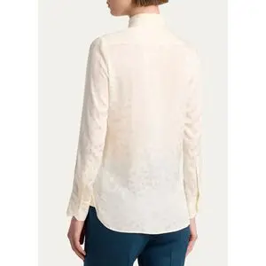 Kiton Neck-tie Silk Jacquard Button-down Blouse