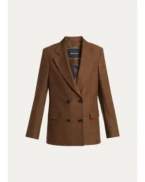 Kiton Prince Of Wales Check Cashmere Double-breasted Jacket - Brown