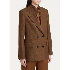 Kiton Prince Of Wales Check Cashmere Double-breasted Jacket