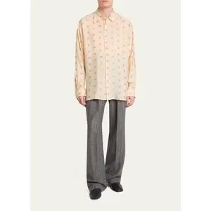 Dries Van Noten Floral Motif Viscose Sport Shirt