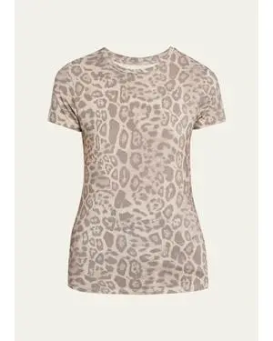 L'AGENCE Ressi Short-sleeve Leopard Tee - Grey Multi Patch Leopard