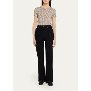 L'AGENCE Ressi Short-sleeve Leopard Tee