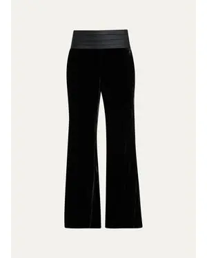 L'AGENCE Prudence Velvet Wide-leg Pants - Black