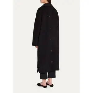 LISA YANG Double Shawl Wool-cashmere Buttoned Hem Long Coat